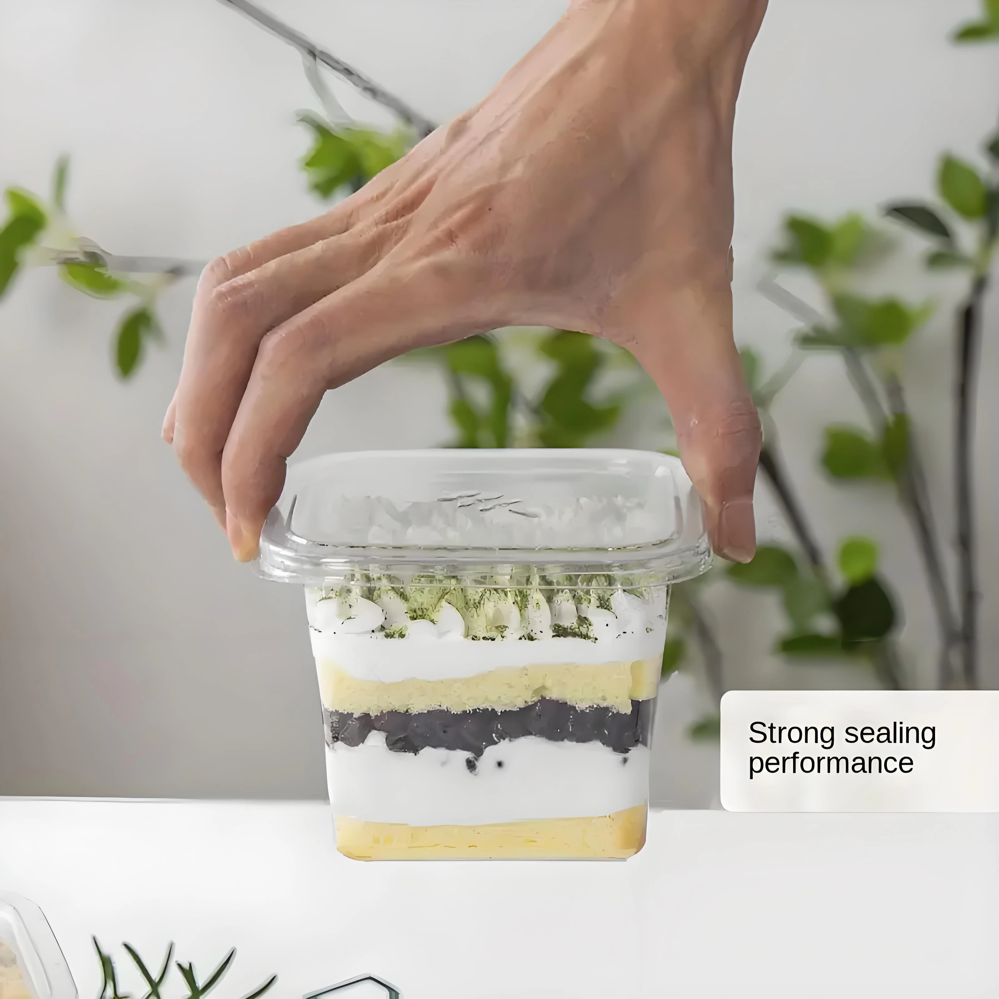 Factory Direct Square Mousse Cups PP Plastic Dessert 12oz Cups With Lid ...