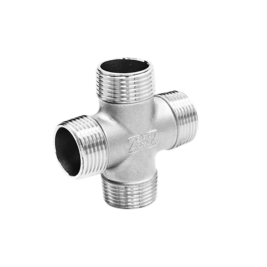 304 316 Stainless Steel Male Four-way Water Pipe Connector Cross Pipe ...