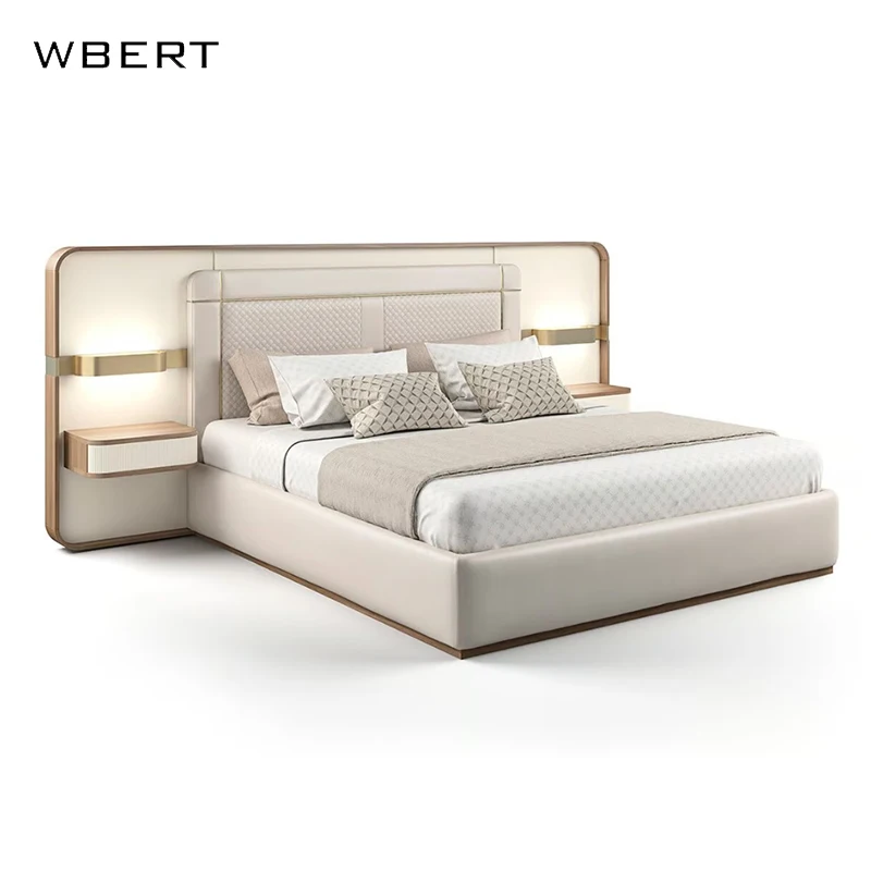 WBERT Luxury Modern Solid Wood Double Bed - Stylish & Comfortable