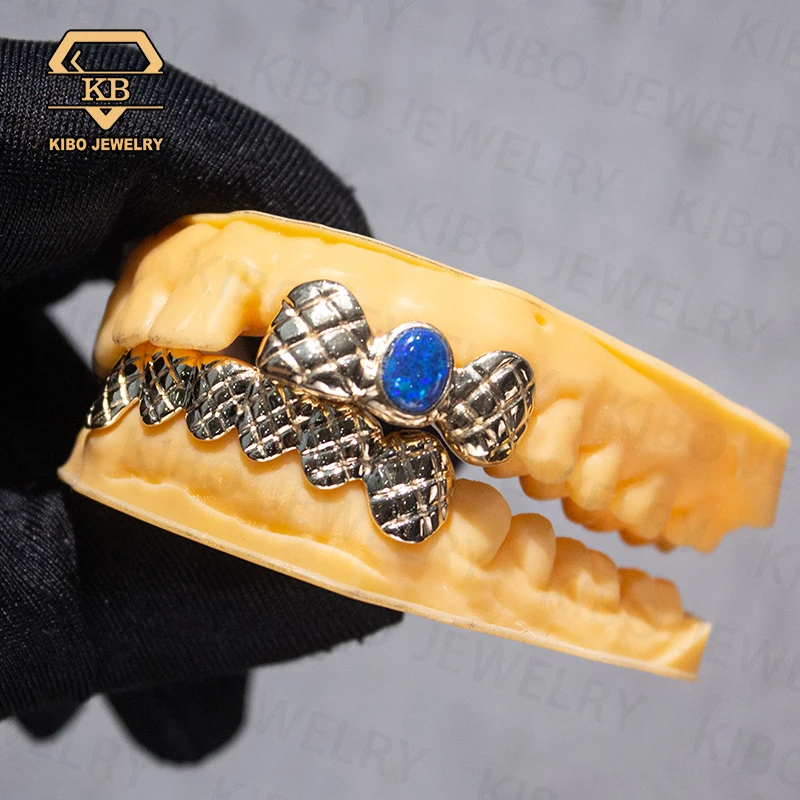 925 Sterling Silver Custom Grillz with VVS Moissanite, Round Baguette ...