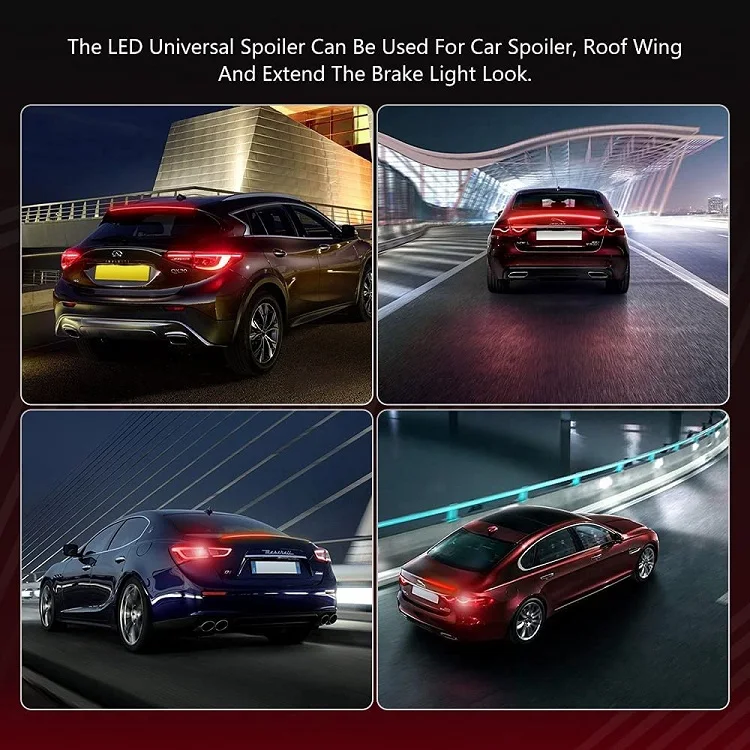 Universal Auto Led Tail Rear Spoiler Lip Kit Signal Lamps Strip For Car ...
