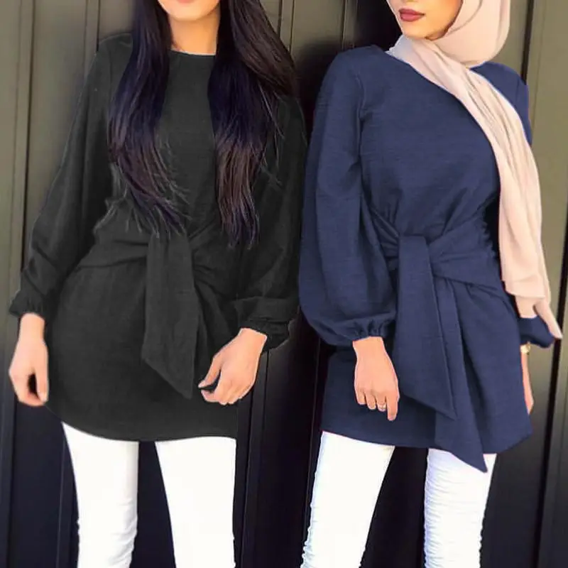 Fashion Muslim Tops Women's Autumn Blouse Casual Long Sleeve Shirts ...