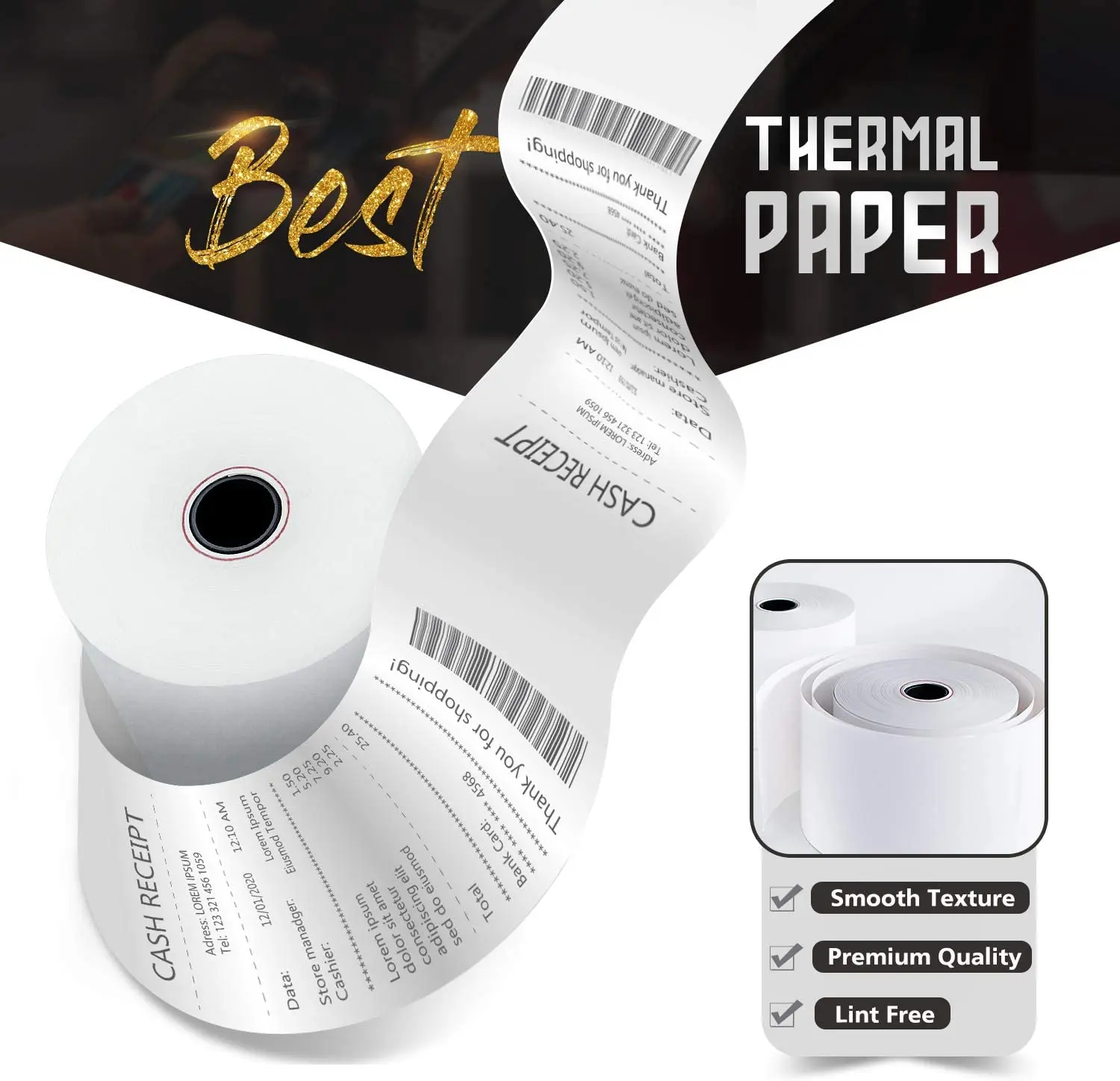 75mm*70mm 1-Ply Bond Paper - Ideal for Supermarket Receipts