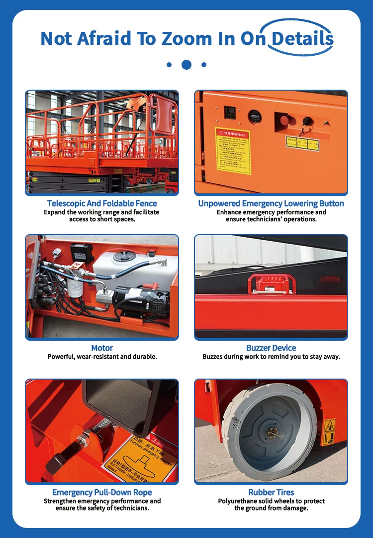 Building Construction 6m 8m Aerial Work 320kg Platform Scissor Lift 9 ...