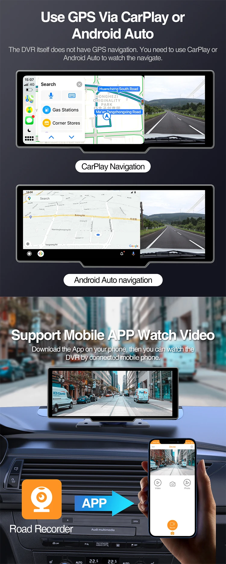 JMC UHD 4K WIFI Rear View Mirror Dash Cam with Night Vision