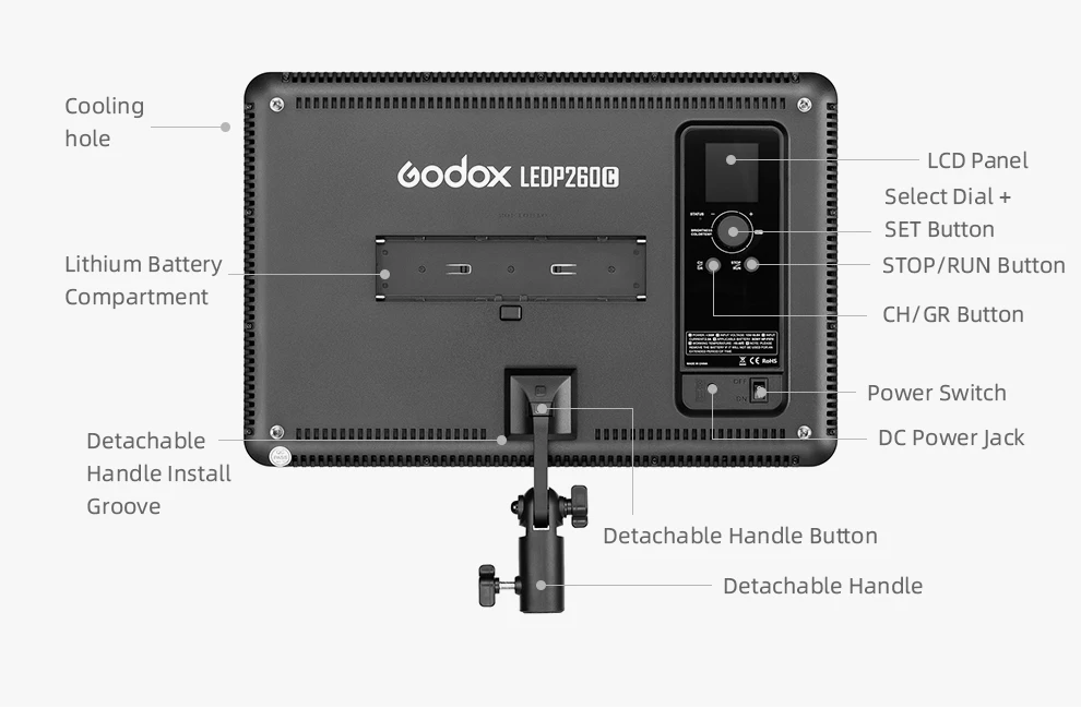 GODOX LEDP260C Ultra thin 30W 3300 5600k LED Video Light Panel Lamp for Digital DSLR Camera Studio Photography Alibaba