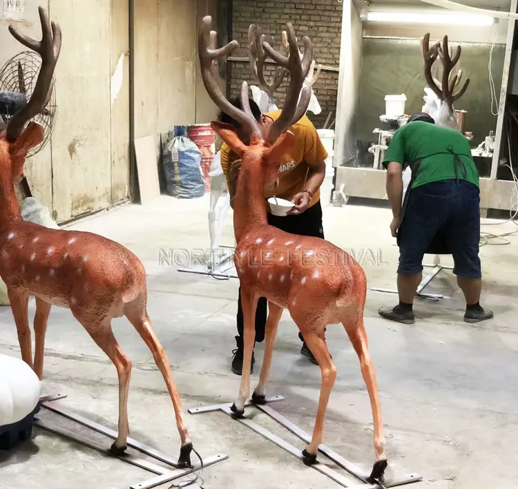 3D Life-Size Reindeer Craft Motif Lights - Christmas Decor