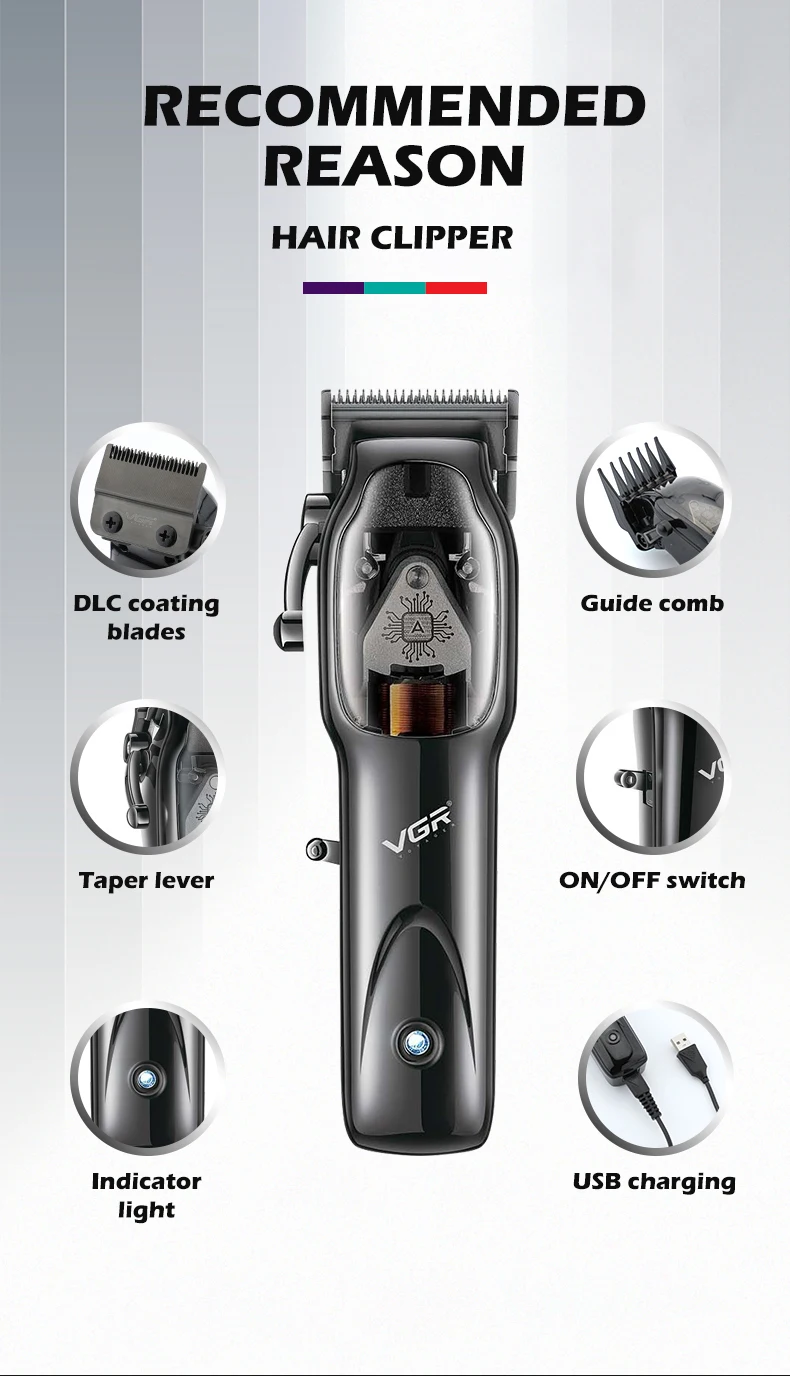 VGR V-653 Hair Clipper - 9000RPM Magnetic Motor Power