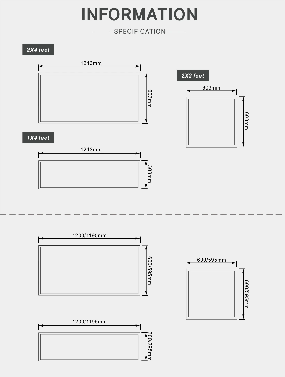 T Bar 2x2 2x4 36W 48W 60W 60x60 Indoor Lit Border LED Lights