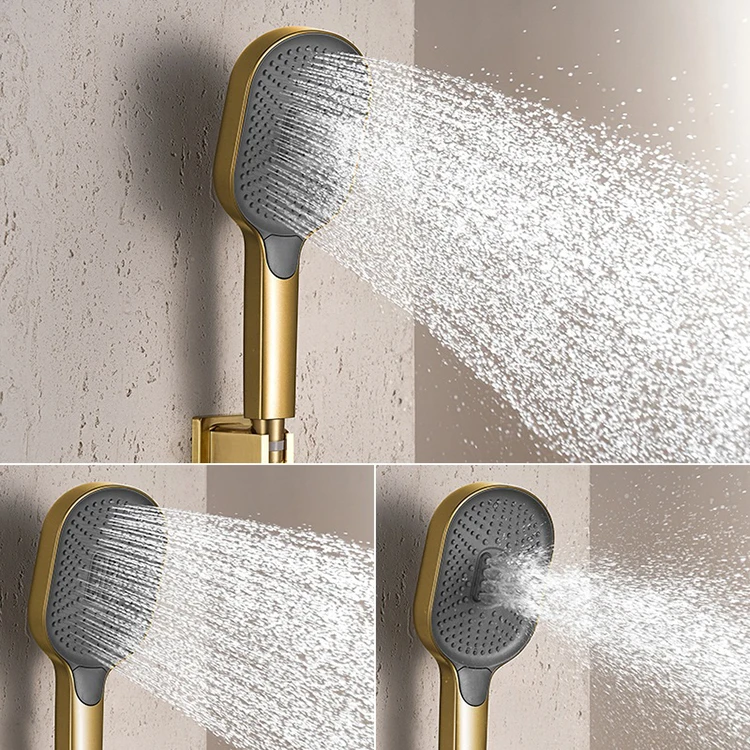 Hidden Concealed 2 Function Round Head Shower System Mixer Set for Bathroom