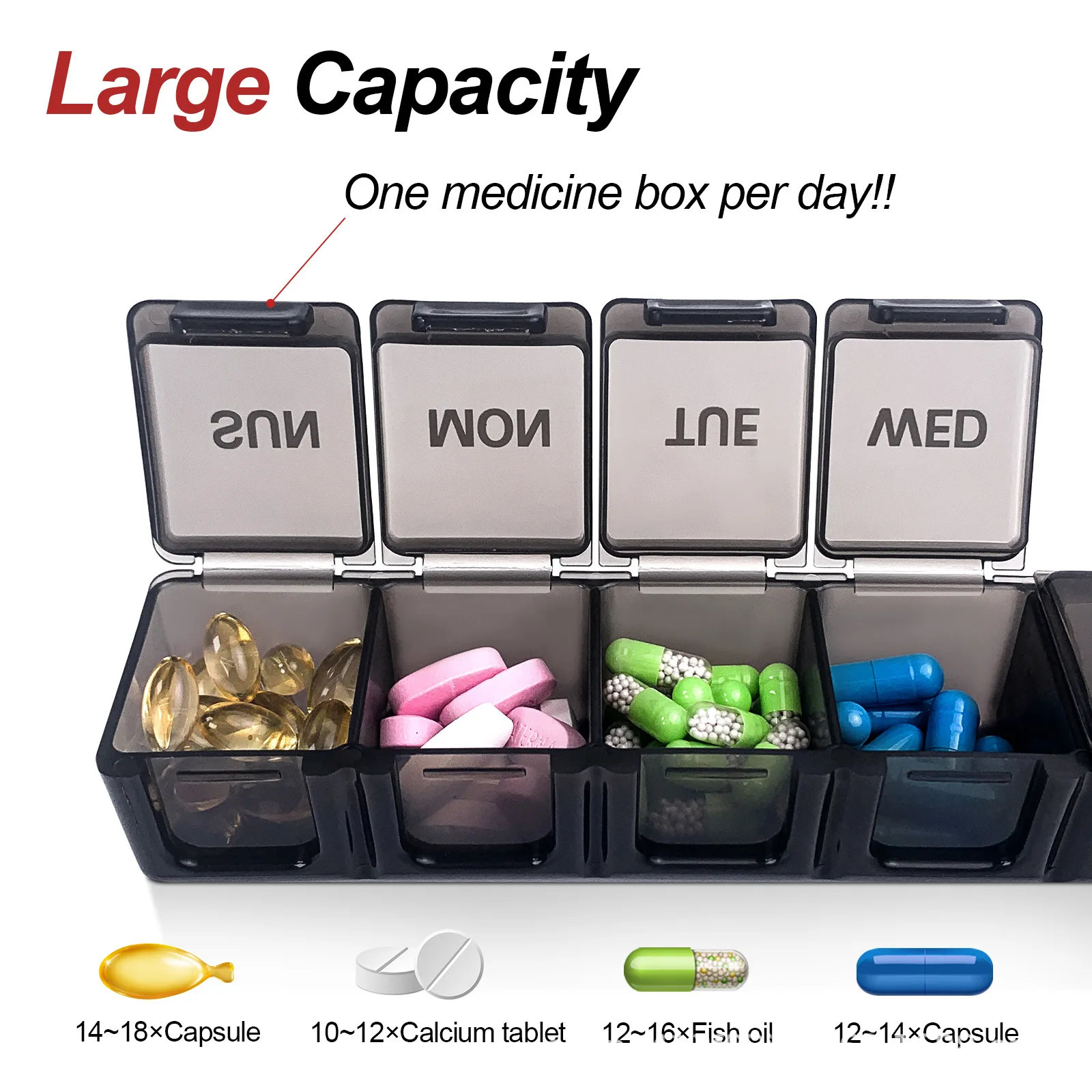 Weekly Pill Organizer Travel 7 Day Pill Container Minder Box Case With ...