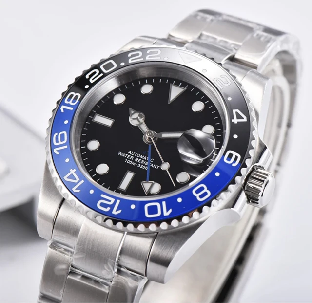 Eta Mens Watches 40mm Automatic Watch Red Blue 904l Stainless Steel ...