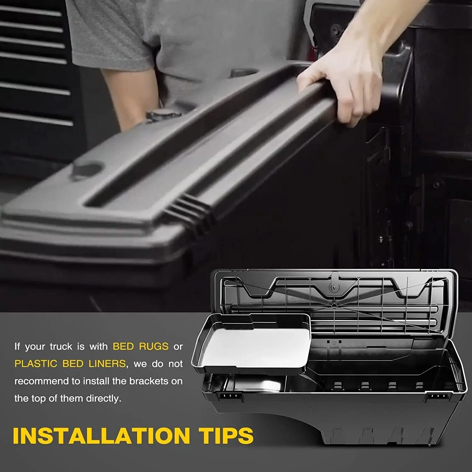 Hot Sale Universal Storage Box Black Plastic Tool Box For Pickup Truck ...