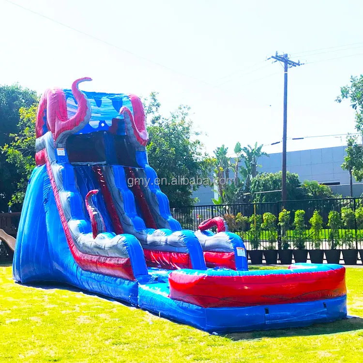 Commercial Outdoor Sea Octopus Waterslides Inflatables Water Slides ...