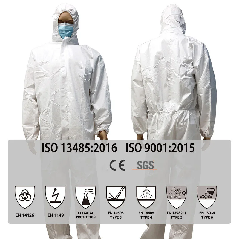 Heavy Duty Chemical Hazmat Suit Antistatic Waterproof Breathable ...
