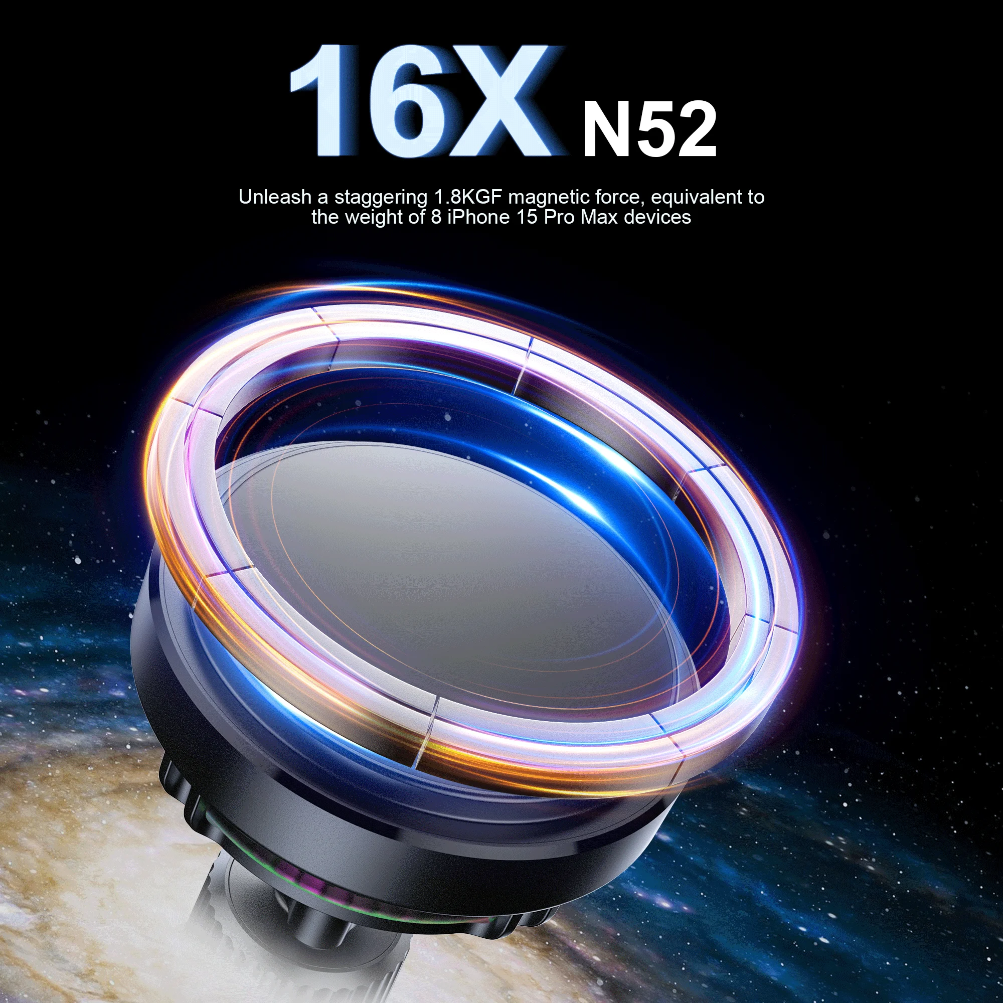 Qi Magnetic Wireless Charging Smartphone Cooler Air Cooling Dashboard ...