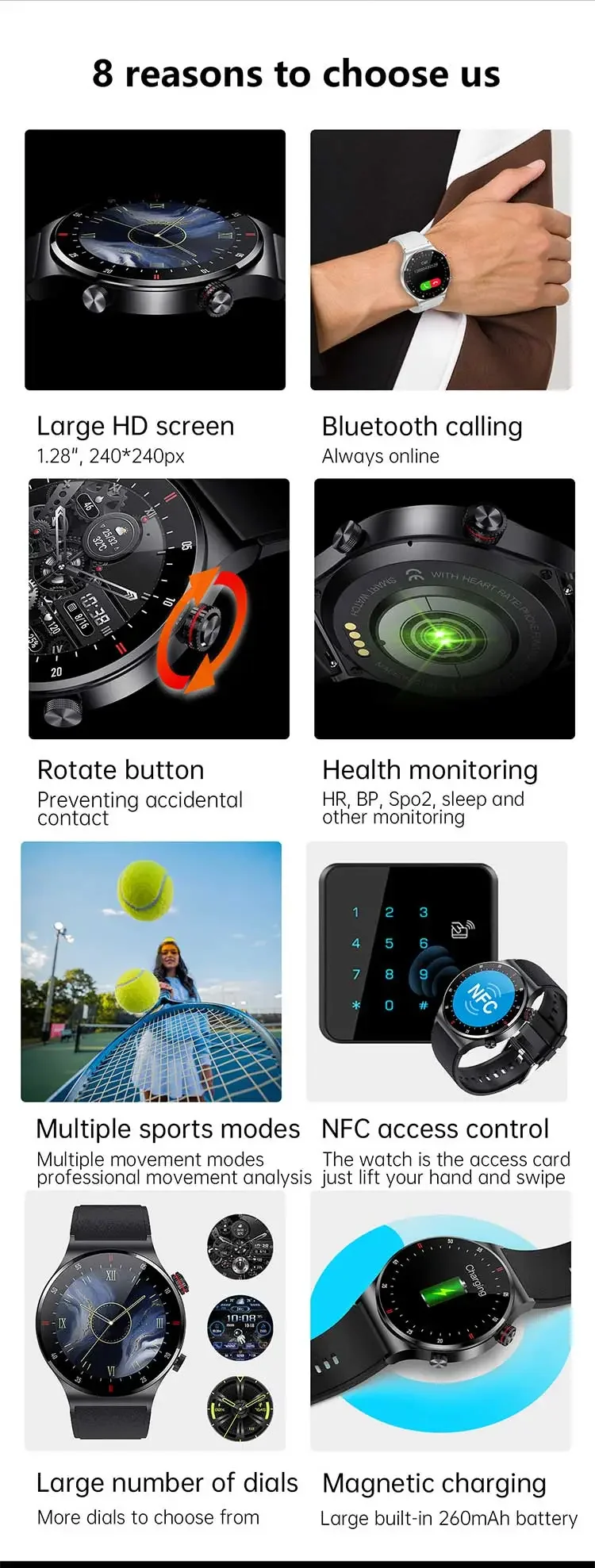 2023 New Sport Tracker Wearable Devices Qw33 Smart Watch Men Full Touch ...