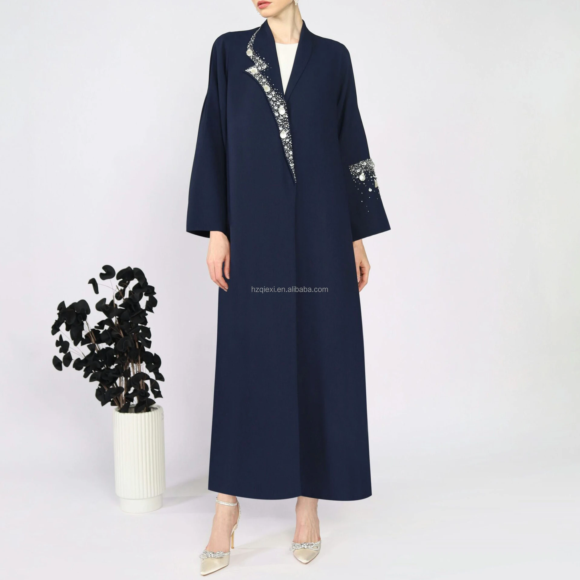 Qatar Abaya Designs Eid Prayer Ramadan Beaded Flower Sequin Embroidery ...