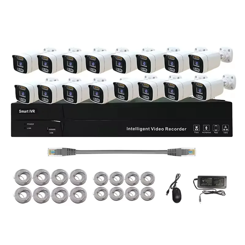 16 Channels Home Security System Full Hd Ip Camera Kit Ir Night Vision Nvr 5mp Cctv Camera ...