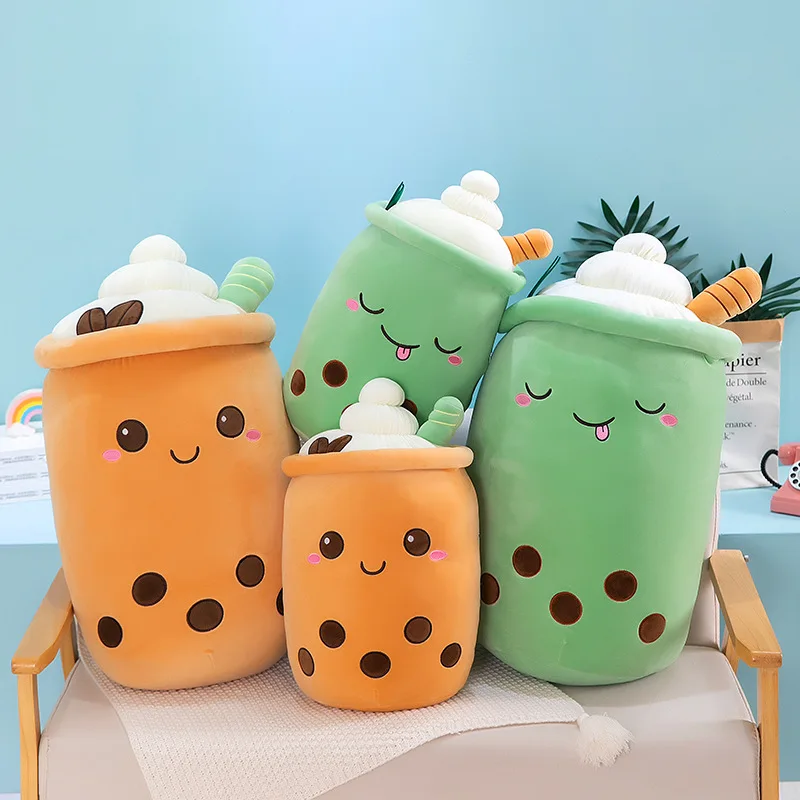 Cute Soft Bubble Boba Milk Tea Cup Shaped Pillow Plush
