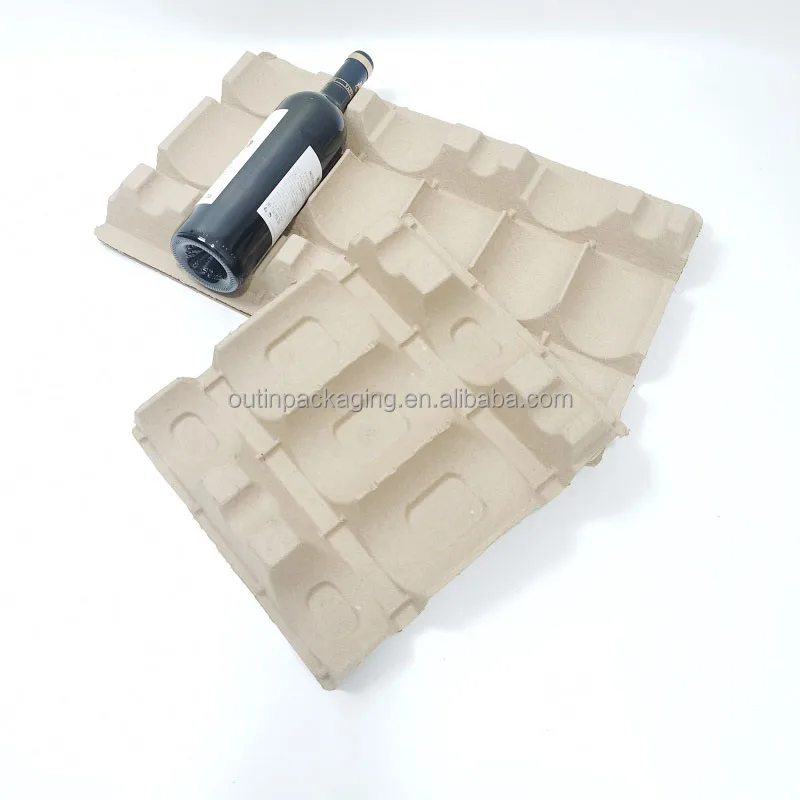 Custom Biodegradable Recyclable Paper Pulp Insert Packaging 3 Bottle ...