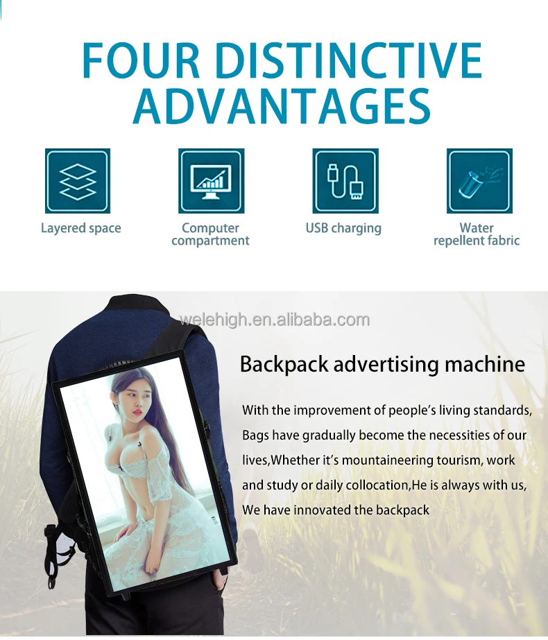 22 32 Inch LCD Display Screen Billboard Backpack Digital Signage ...