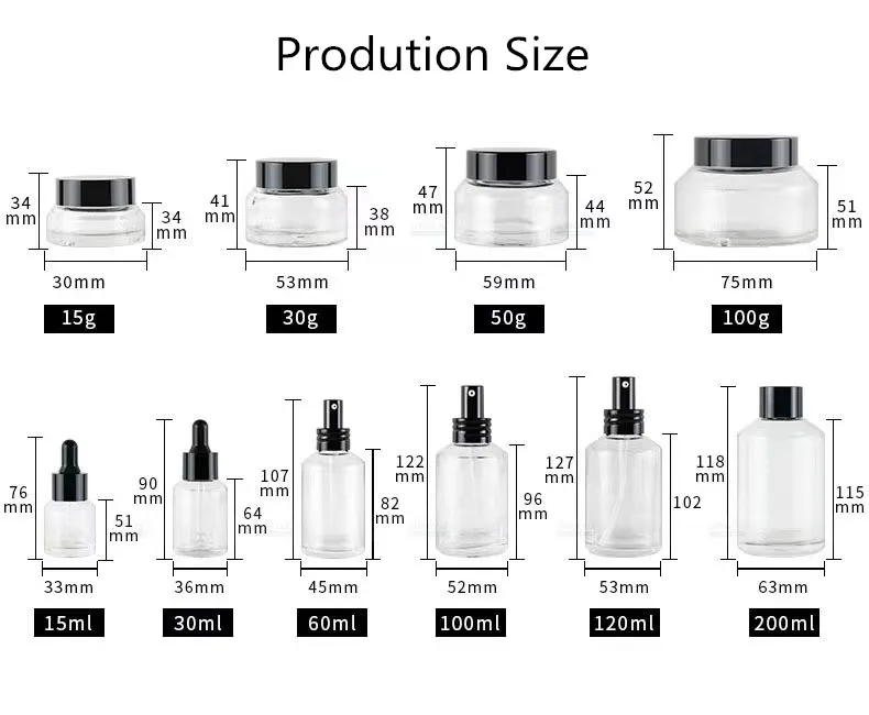 15g 30g 50g 100g Jar 0.5oz 1oz 2oz 4oz 6oz 60ml 200ml Clear Glass Empty ...