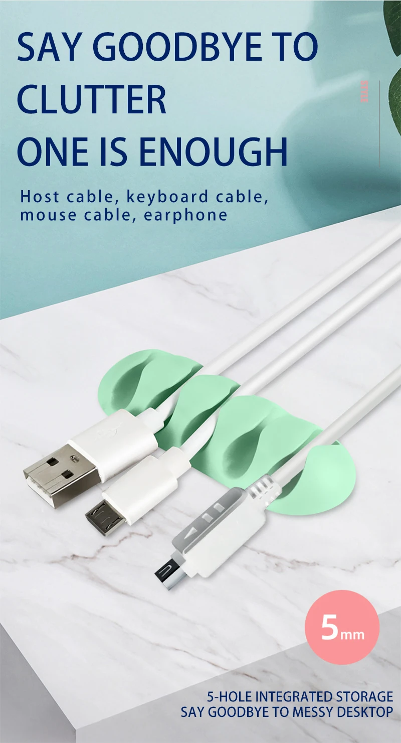 Silicone Cable Management Table Cable Organizer Cord Holder Clip Wire ...