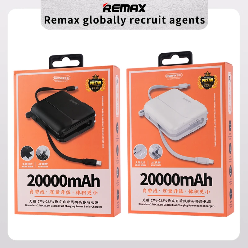 Remax Portable Power Bank 20000mah Pd27w Qc22.5w Fast Charging Rpp-553 ...