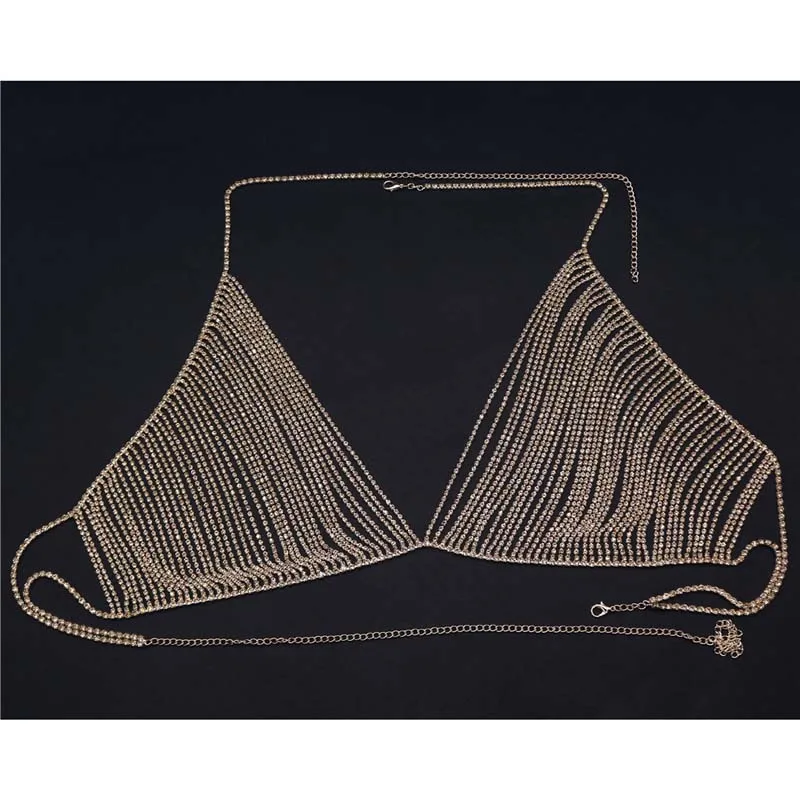 Trendy Sexy Crystal Rhinestone Bikini Body Chain Bra Top - Buy Trendy ...