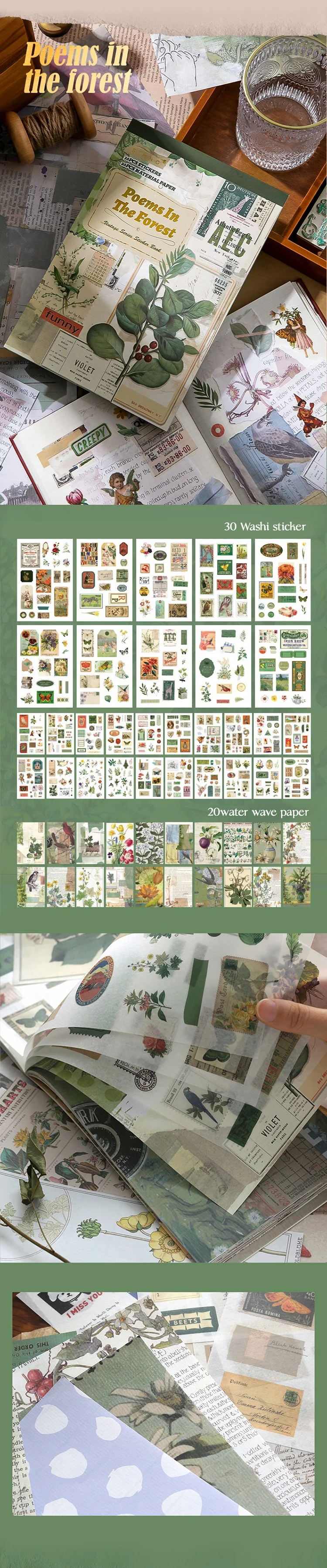 Simno Scrapbooking Stickers - Vintage DIY Decoratives