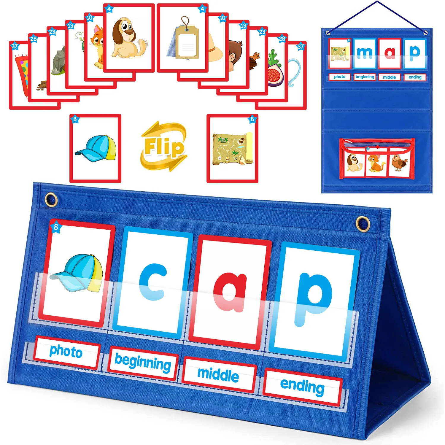 Foldable Desktop Kit for Word Building Pocket Chart Tent Cards CVC ...