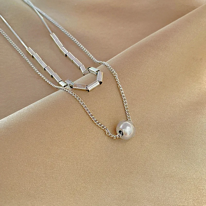 Fashion Multi Layers Cuboid Cube Chain Necklace Big Round Ball Pendants ...