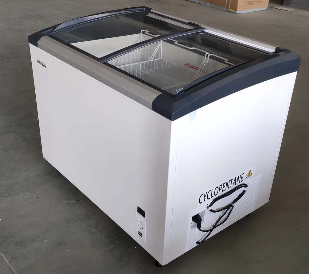 Sliding Glass Flat Door Chest Freezer Glass Door Refrigerator Curved ...