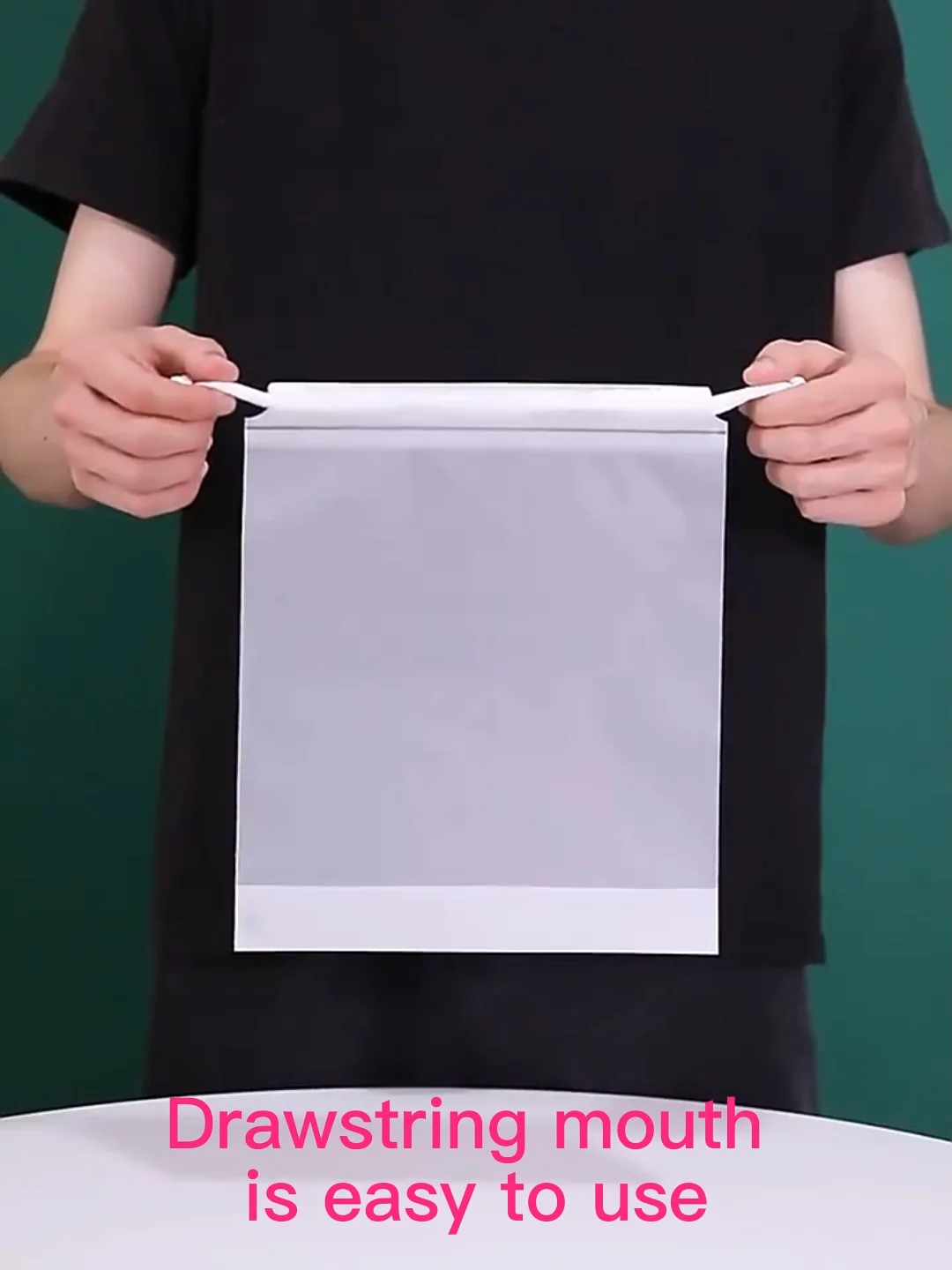 Drawstring Plastic Bag Customised Reusable Personalised Woman Shopper ...