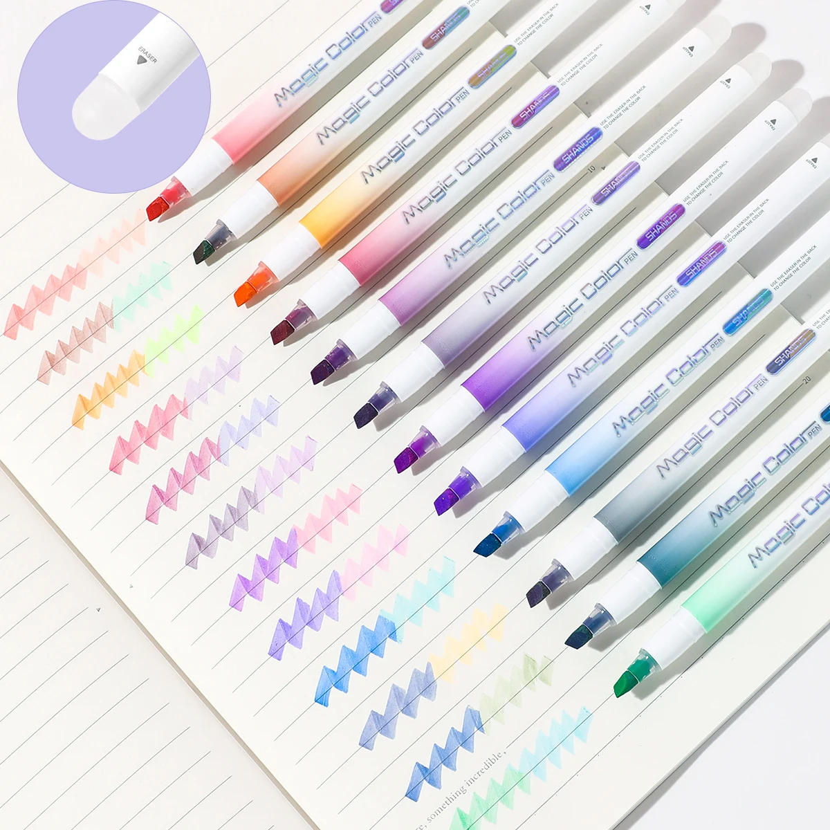 SHANDS 12 Colors Children Student Drawing Magic Pens Friction Color ...