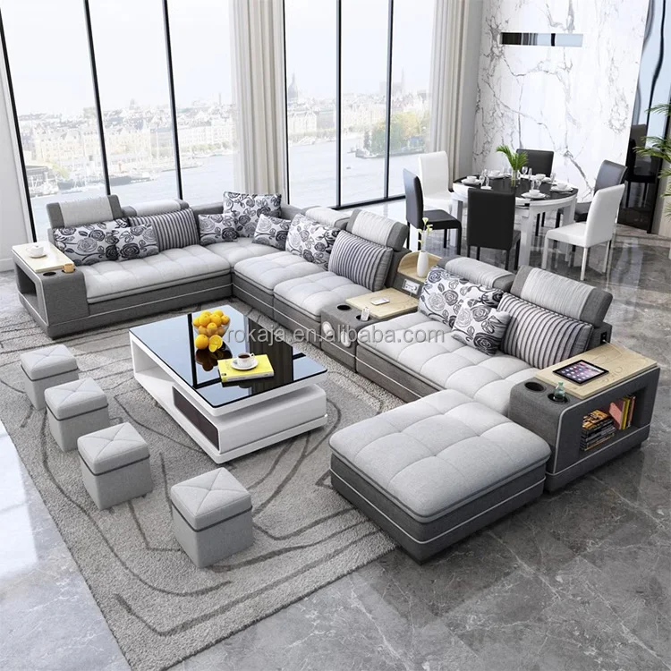 Smart U-Shaped Sectional Sofa - Versatile Living Room Solution