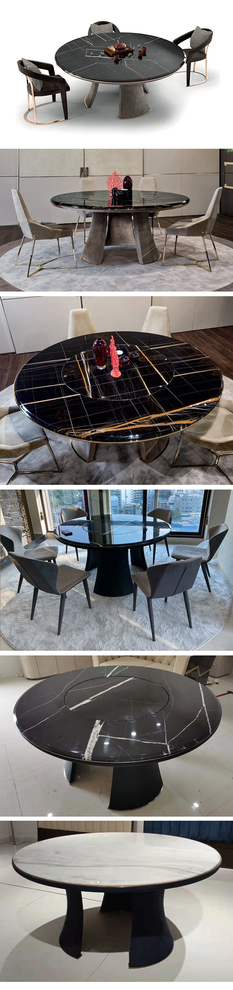 Luxury Italian Designs Marble With Rotating Center Round Dining Table ...