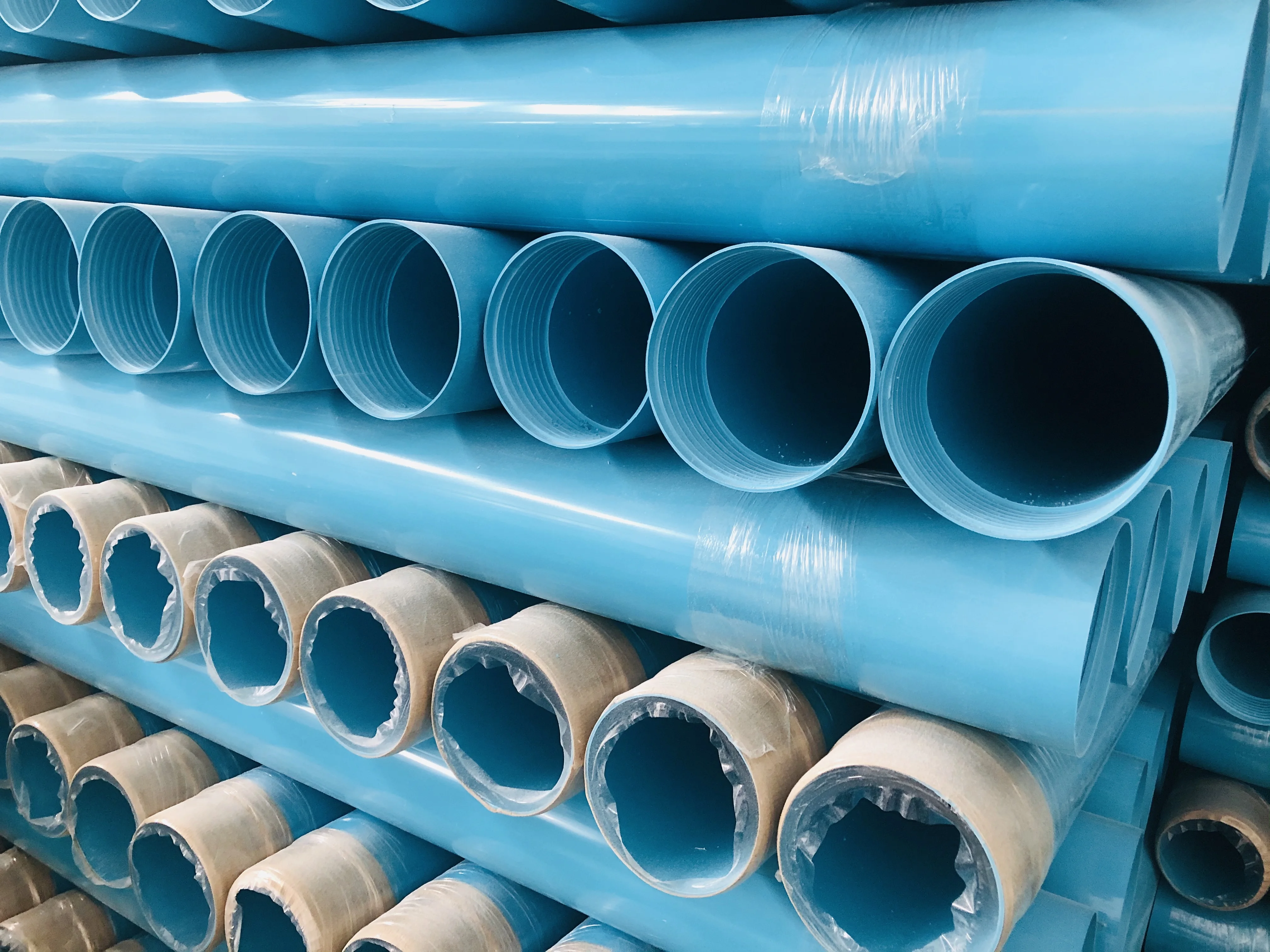 Blue Color Pvc/upvc Slotted Screen And Casing Pipes With Threaded ...