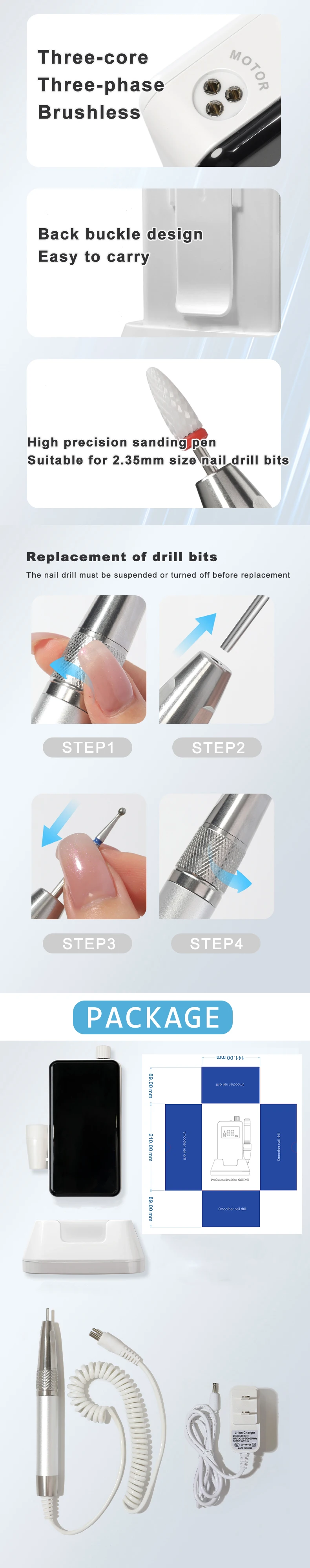 Portable Wireless Rechargeable Desktop Electric E-file Nail Drill ...