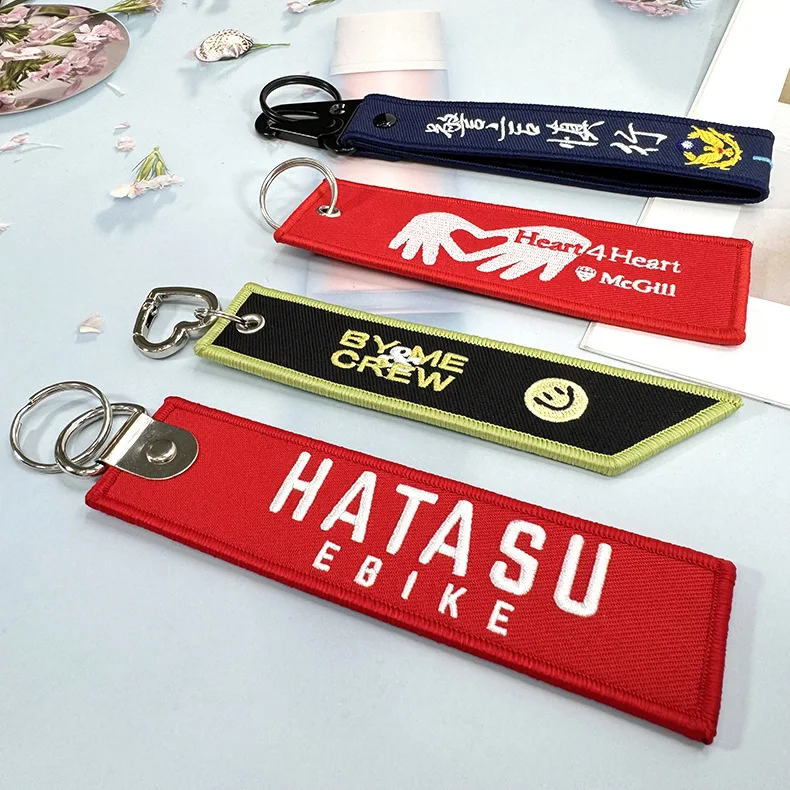 Embroidery Customized Double Sided Fabric Flight Key Chains Key Ring ...