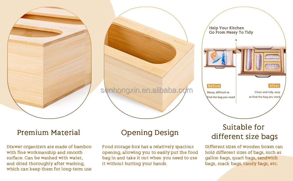 Bamboo Baggie Organizer Food Storage Container Ziplock Bag Storage ...