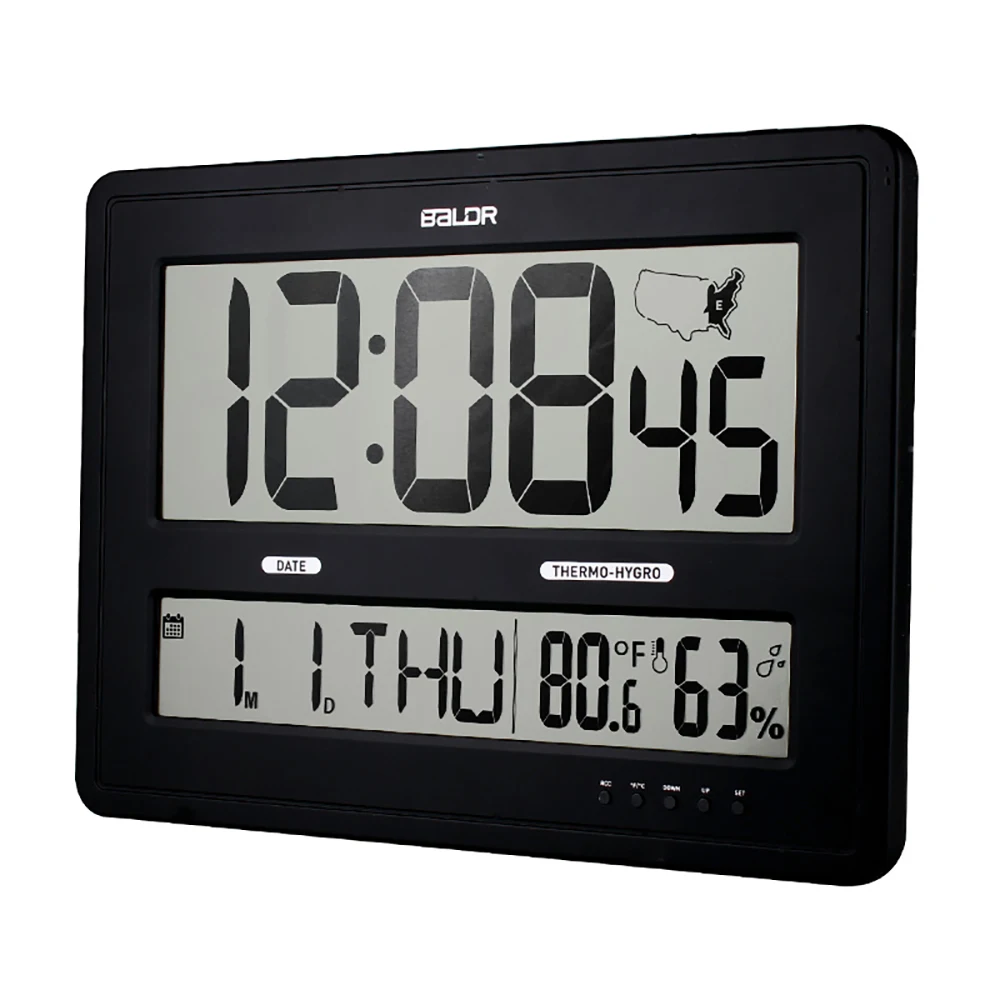 Big High Quality Lcd Alarm Jumbo Time Radio Control Clocks Mounted ...
