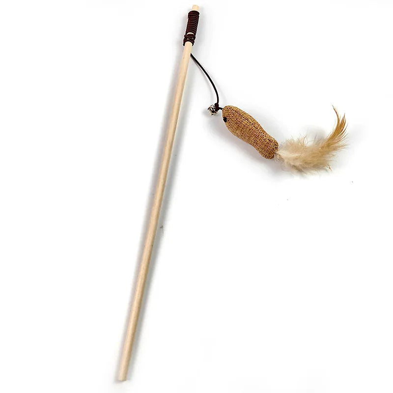 Cat Wood Stick Feather Cat Interactive Teaser Toy Catcher Cat Fish ...