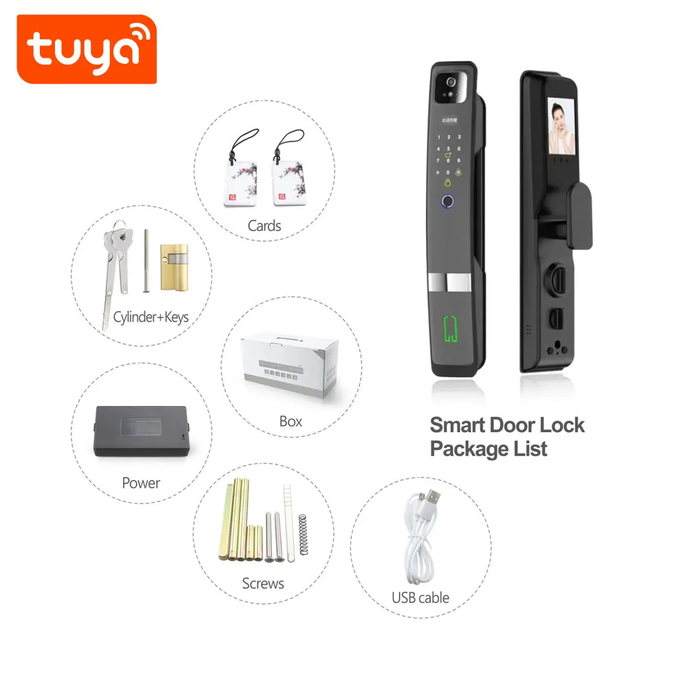 Automatic 3d Face Recognition Fingerprint Electronic Smart Door Lock Tuya Wifi App Remote ...
