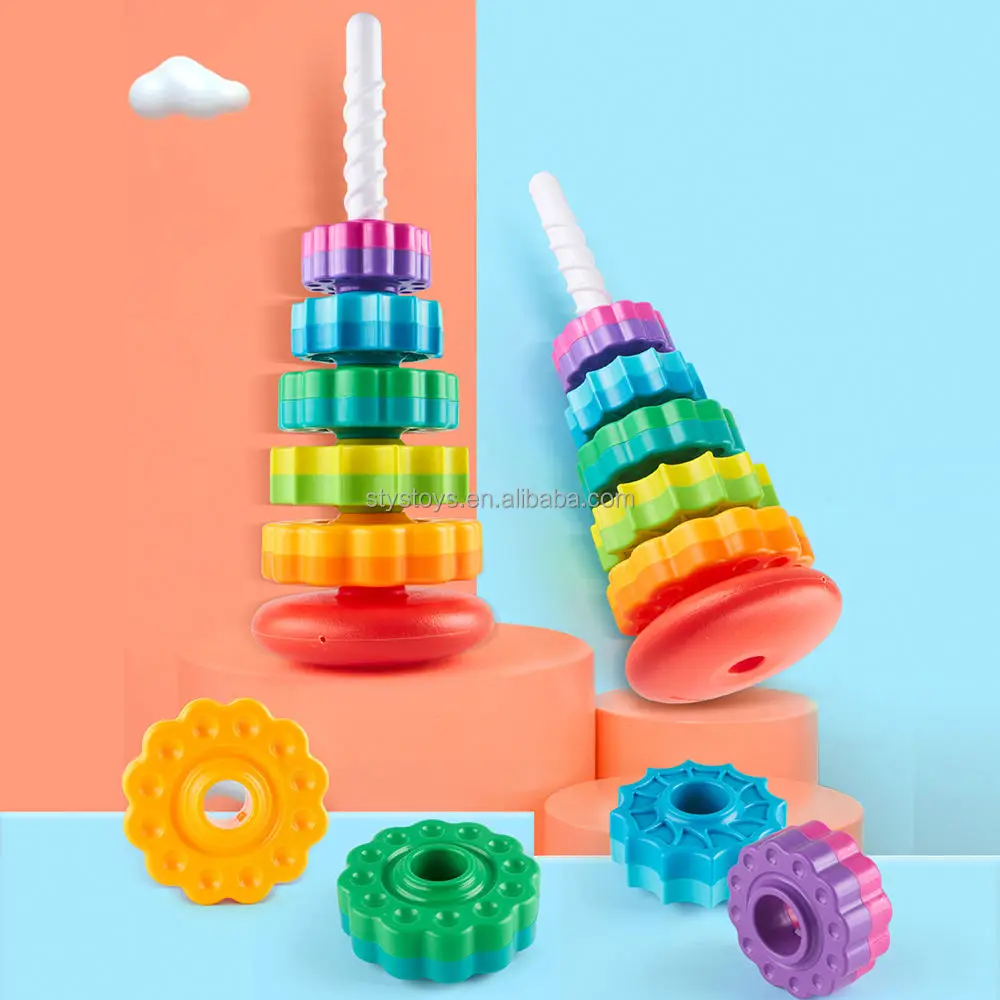 Rainbow Tower Sorting Nesting Stacking Toys Baby Activity Toy Set ...