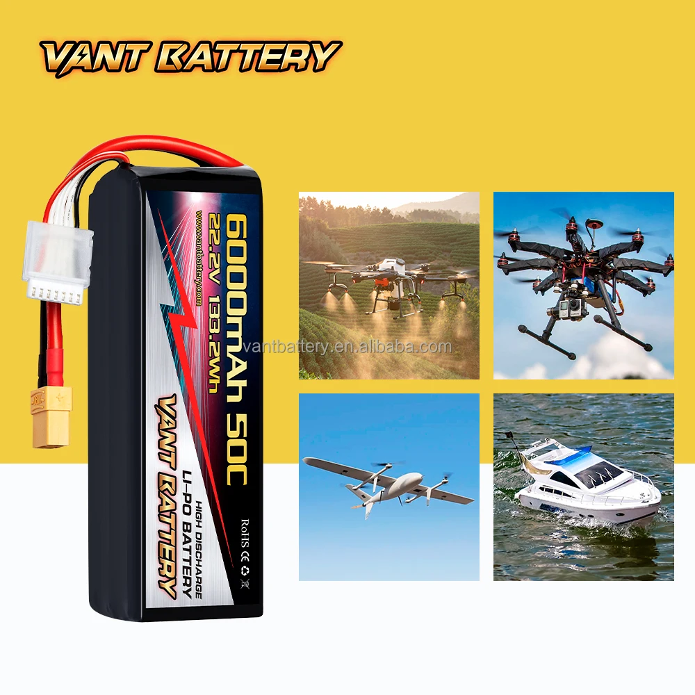 Vant 6s Rc Lipo Battery 22.2v 6000mah 50c With High Performance For Rc ...