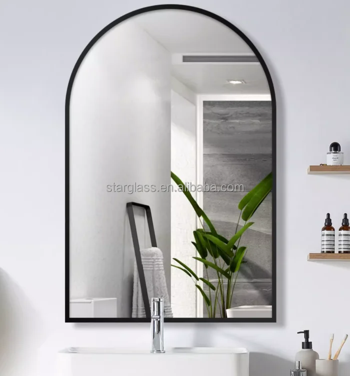 Modern Home Bathroom Wall-Mounted Mirror Arched Makeup Mirror for ...