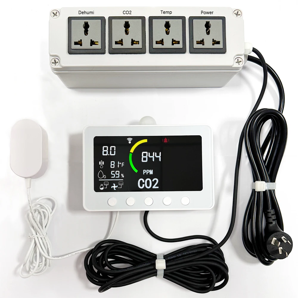 Air Quality Co2 Meter,Temperature Humidity Sensor Smart Plug Control Panel Grow Tent ...