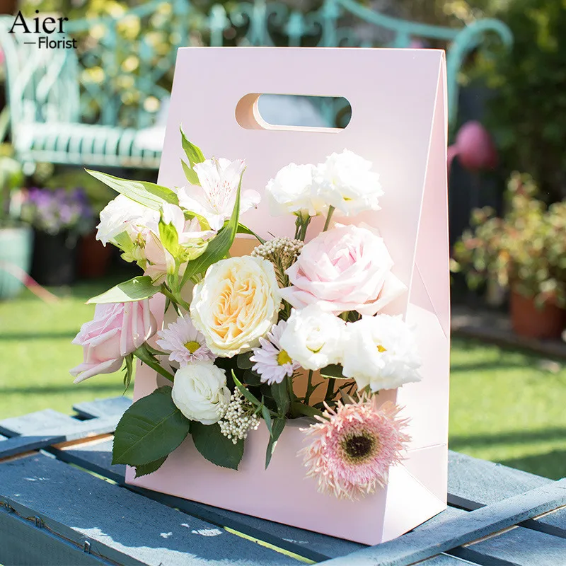 Aierflorist Transparent Portable Flower Rose Bouquet Bog Pet Mini Small ...